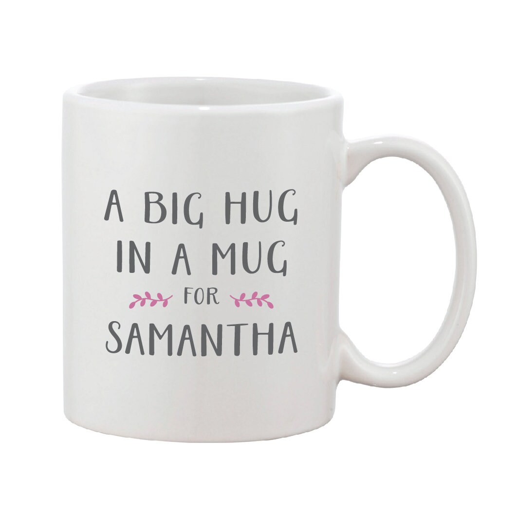 A Big Hug in A Mug Personalised Name Ceramic Mug Gift Grey & - Etsy