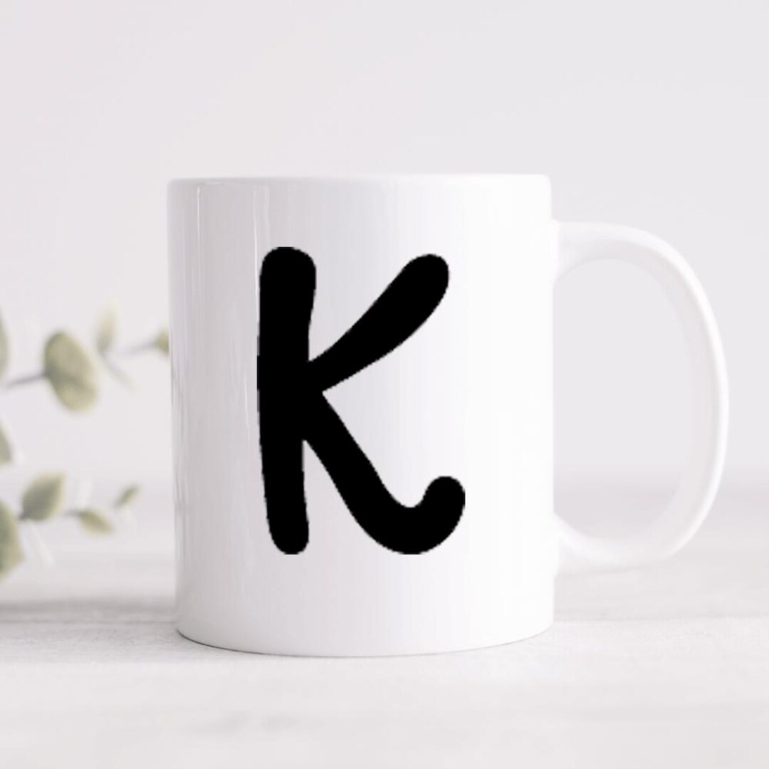 Funky Initial Ceramic Mug | Include Your Own Message | Pink Orange Blue ...