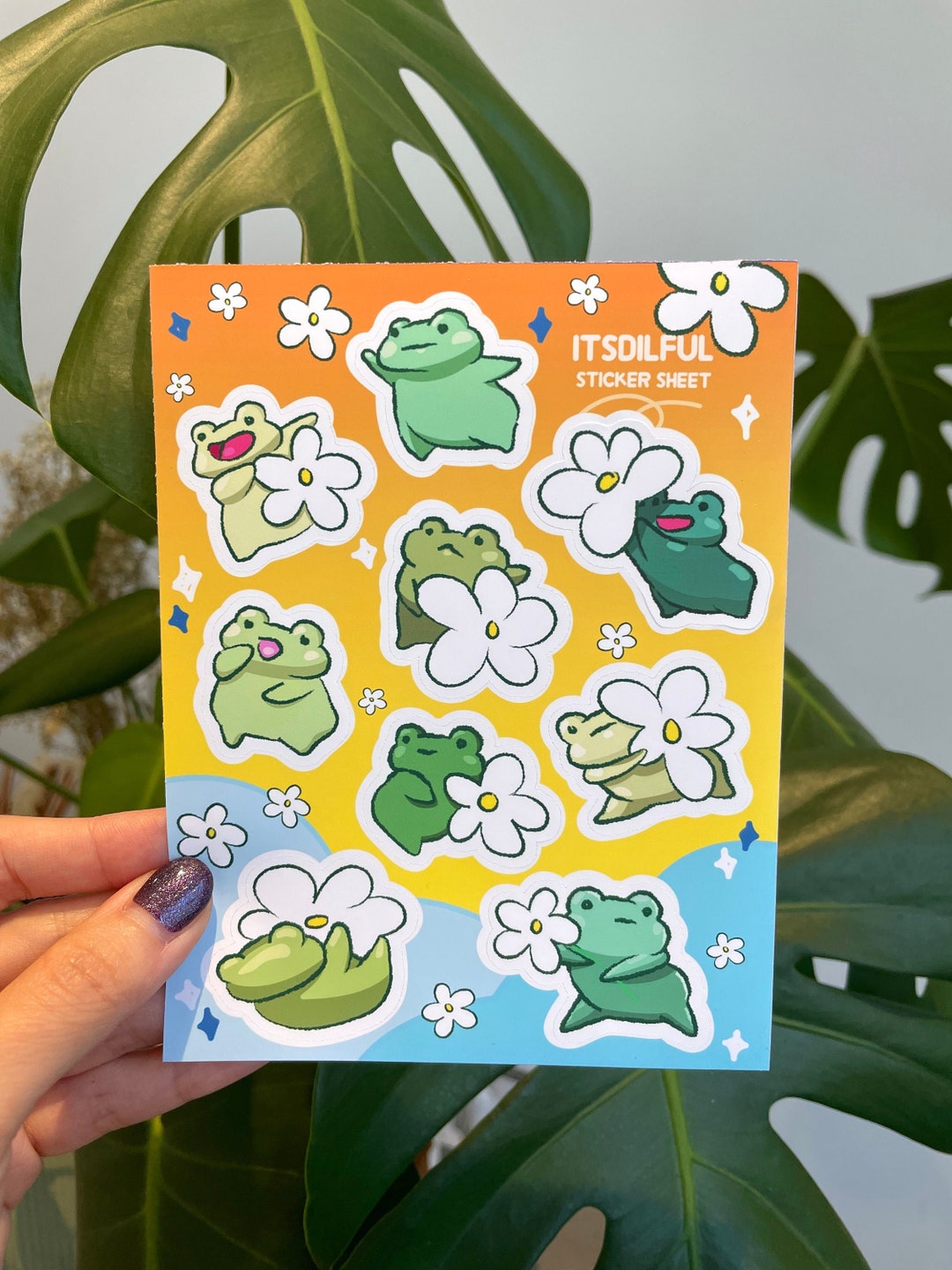 Daisy Frogs - Sticker Sheet, Daisy, Frog Stickers, Journal Sticker ...