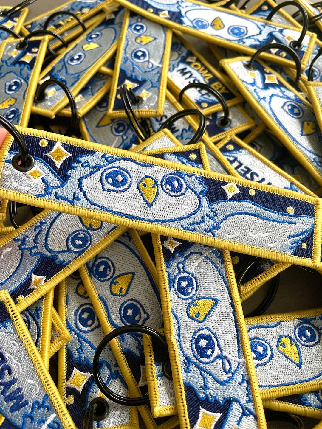 Owl by Myself - Owl, Embroidered Keychain, Owl Keychain, Owl Embroidery ...