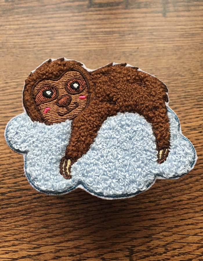 Fuzzy Sloth Bud // Iron on Patch // 3 Embroidered Patch - Etsy