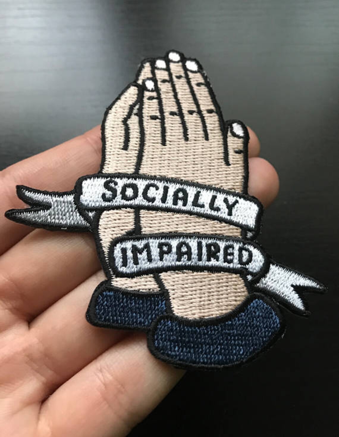 Socially Impaired Prayer Hands // Iron on Patch // 3 - Etsy