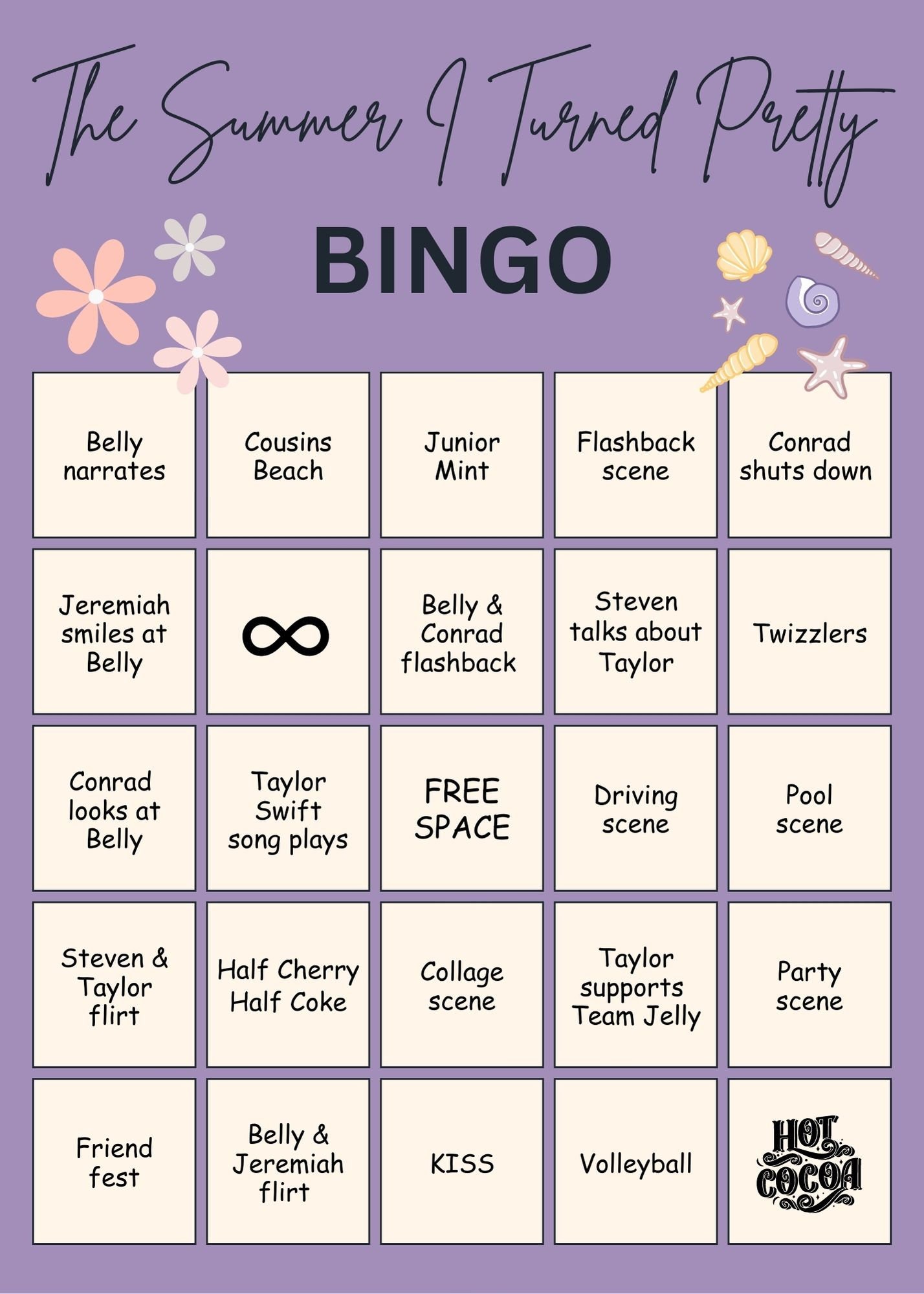 The Summer I Turned Pretty Bingo, TSITP Viewing Party, Moon Stars ...