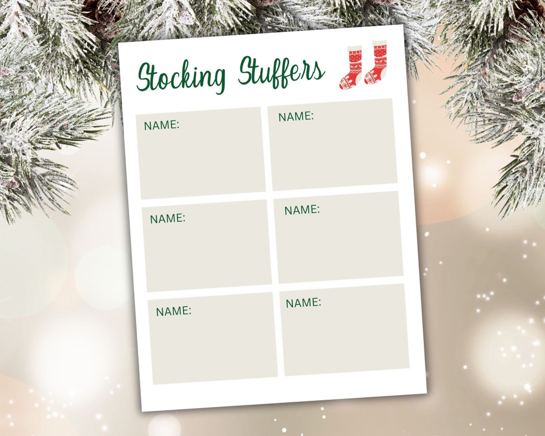 Printable Stocking Stuffer Planner, Christmas Gift Planner, Xmas Gifts ...