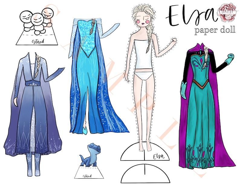 Elsa Paper Doll / Frozen / Elsa Frozen / Frozen 2 / Bruni - Etsy