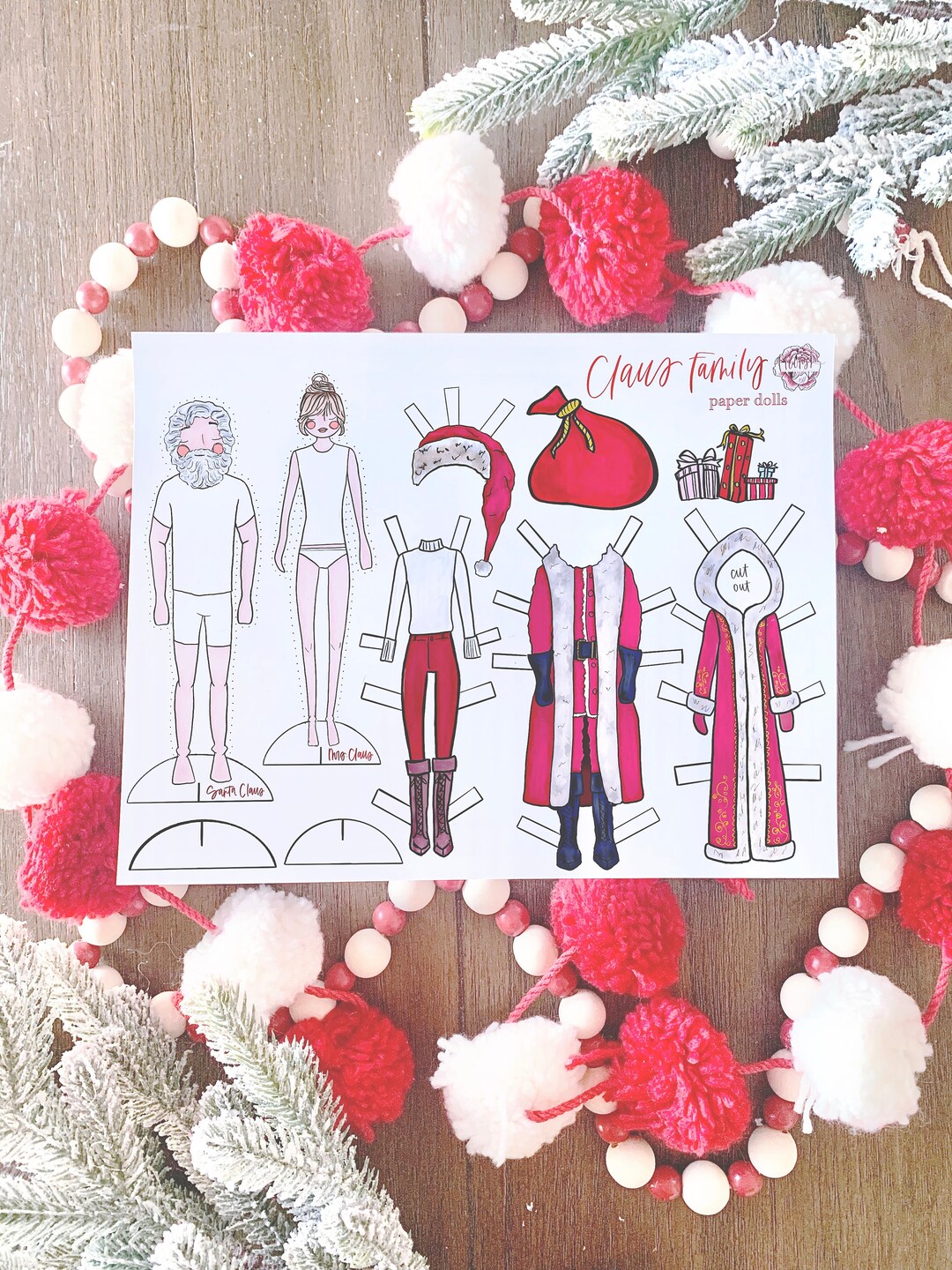 Santa Claus Paper Doll/ Mrs. Claus Paper Doll/ Claus Family Paper Doll ...