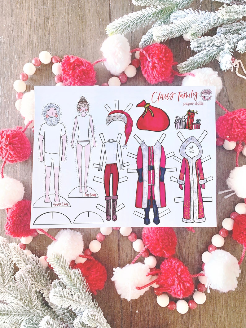 Santa Claus Paper Doll/ Mrs. Claus Paper Doll/ Claus Family Paper Doll ...