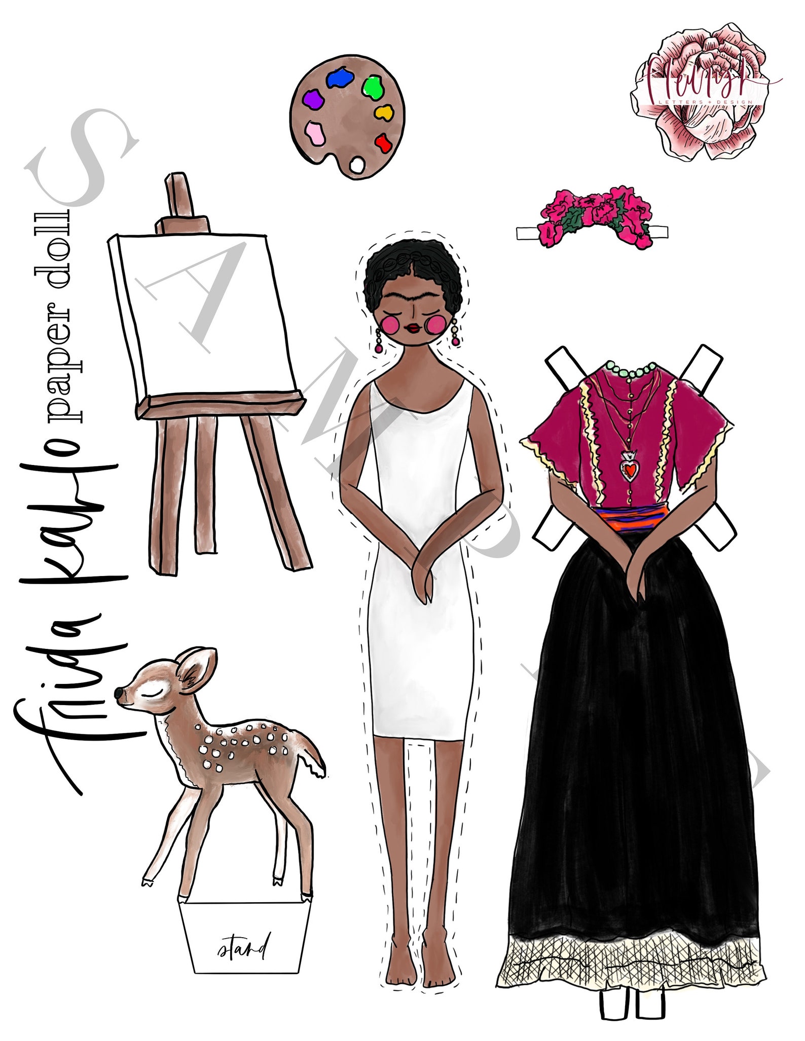 Frida Kahlo Paper Doll / DIY Historical Women Paper Dolls - Etsy