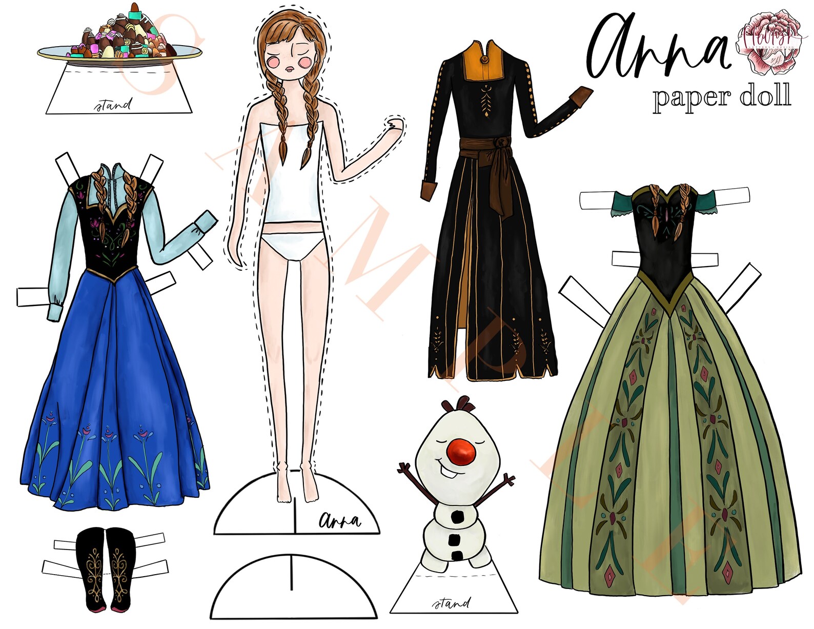 Anna Paper Doll / Frozen / Anna Frozen / Frozen 2 / Olaf - Etsy