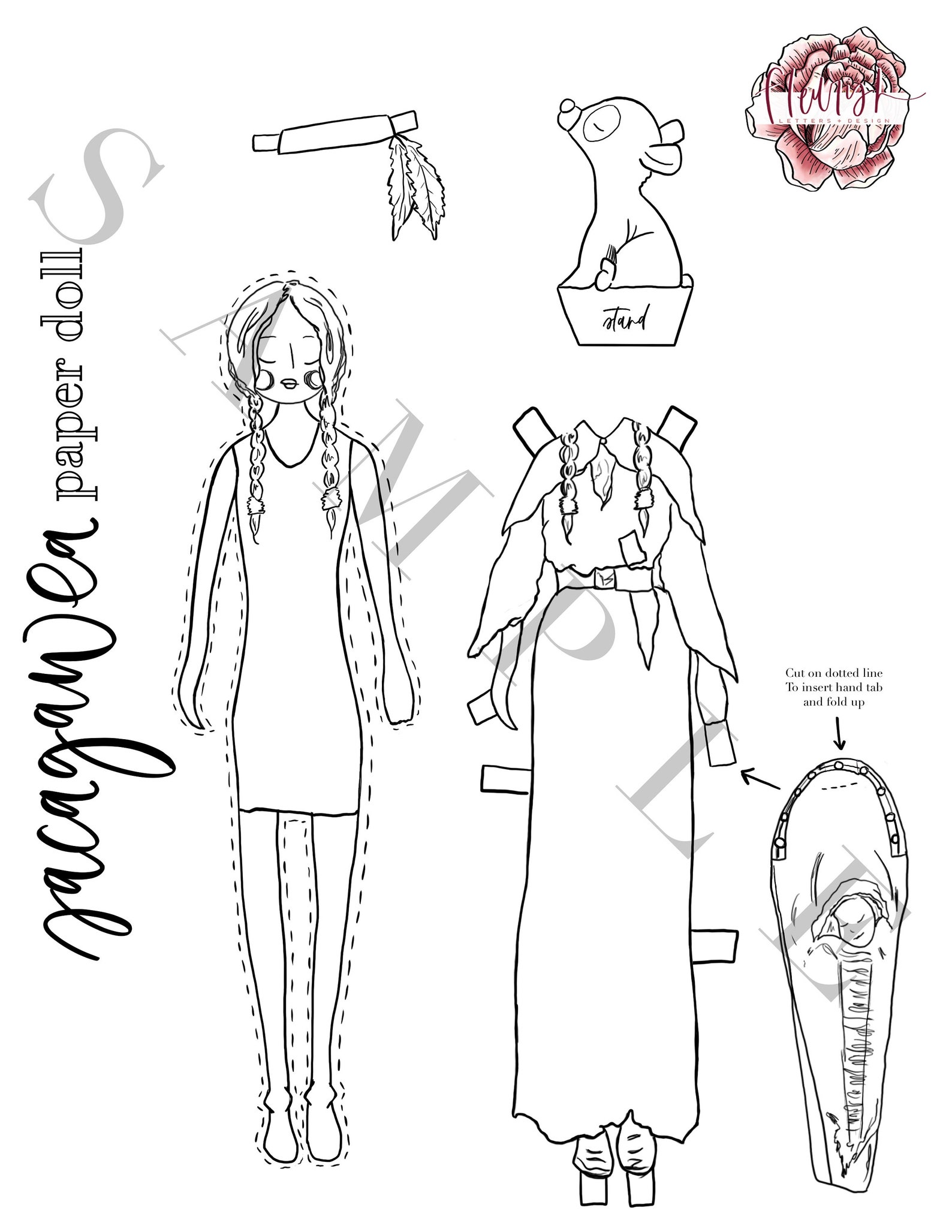 Sacagawea paper doll / DIY historical women paper dolls | Etsy