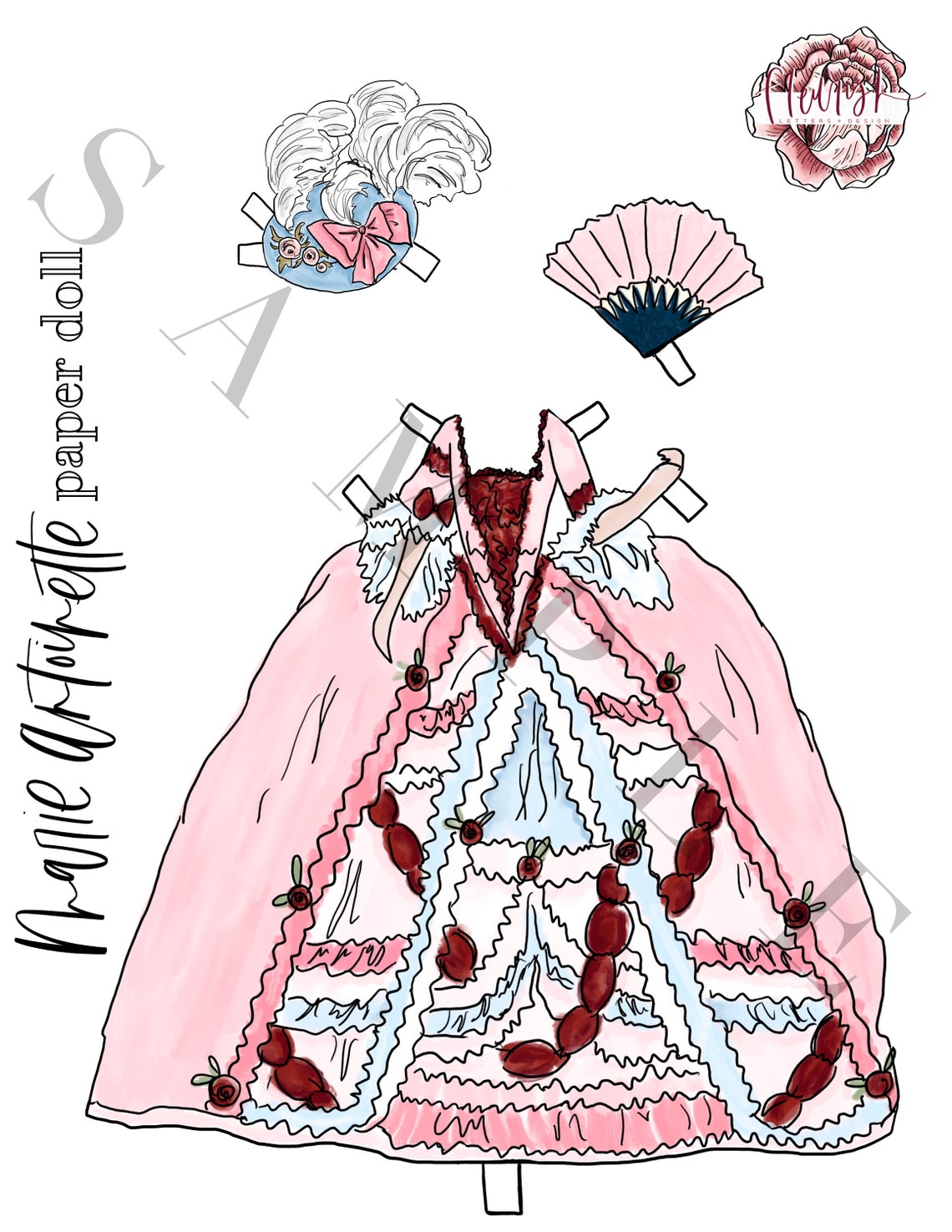 Marie Antoinette paper doll / DIY historical women paper dolls | Etsy