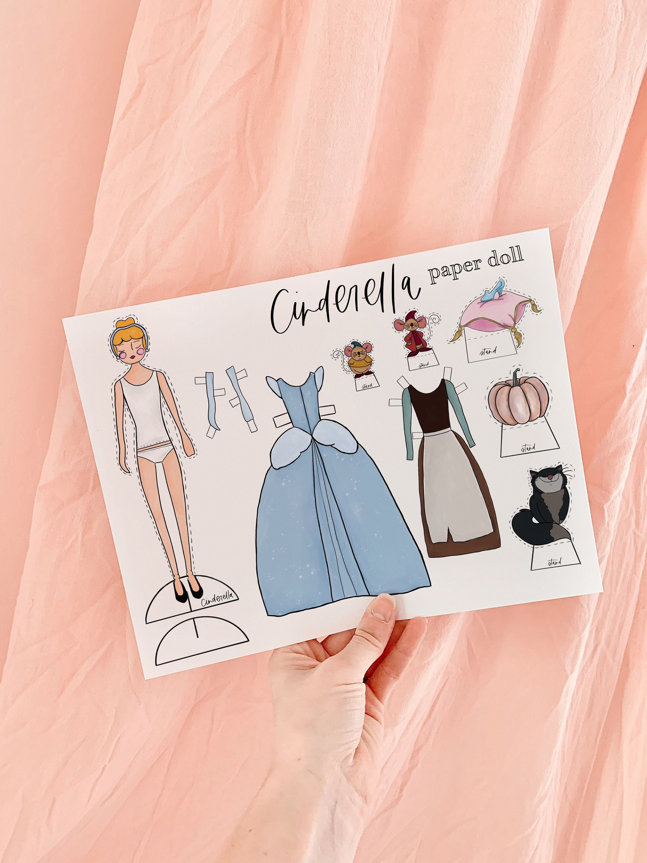 Cinderella Paper Doll Princess Paper Doll Pumpkin Glass Slipper Etsy