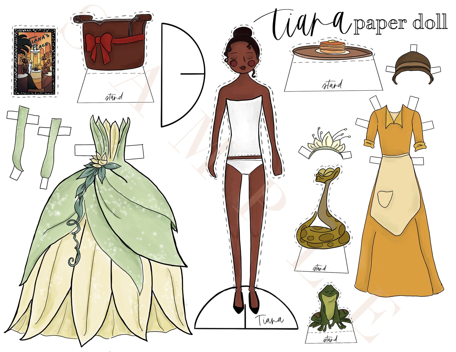 Tiana Paper Doll, Princess and the Frog, New Orleans, Bayou - Etsy