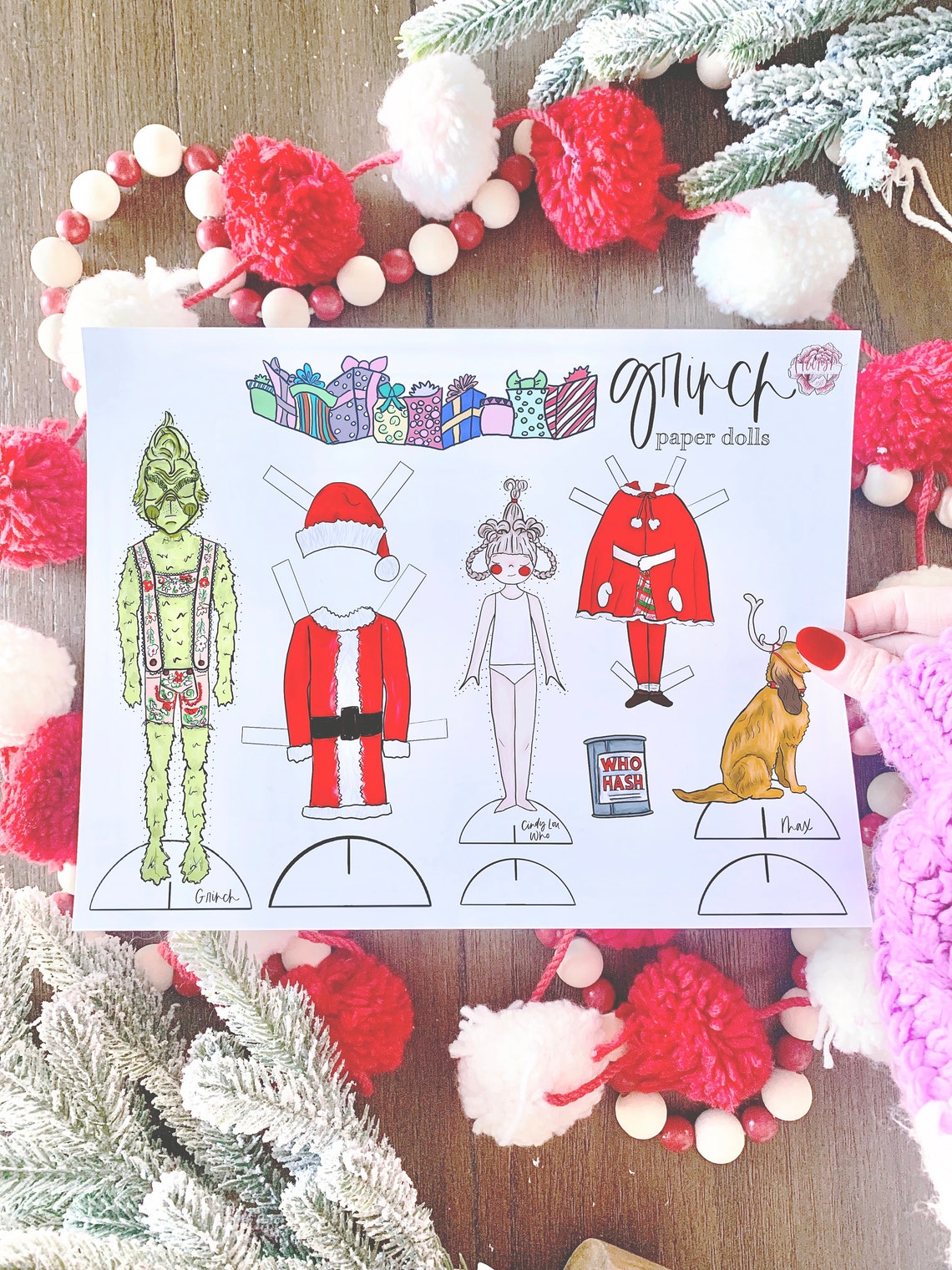 The Grinch Paper Doll / Cindy Lou Who / Christmas Paper Dolls - Etsy