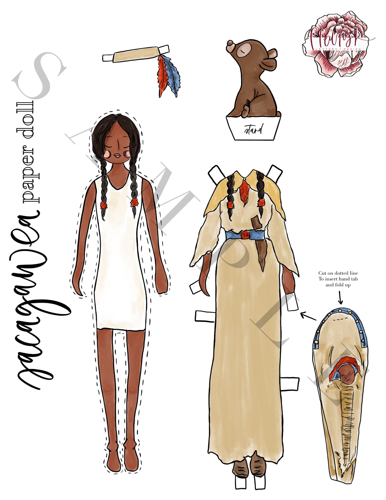 Sacagawea Paper Doll / DIY Historical Women Paper Dolls | Etsy