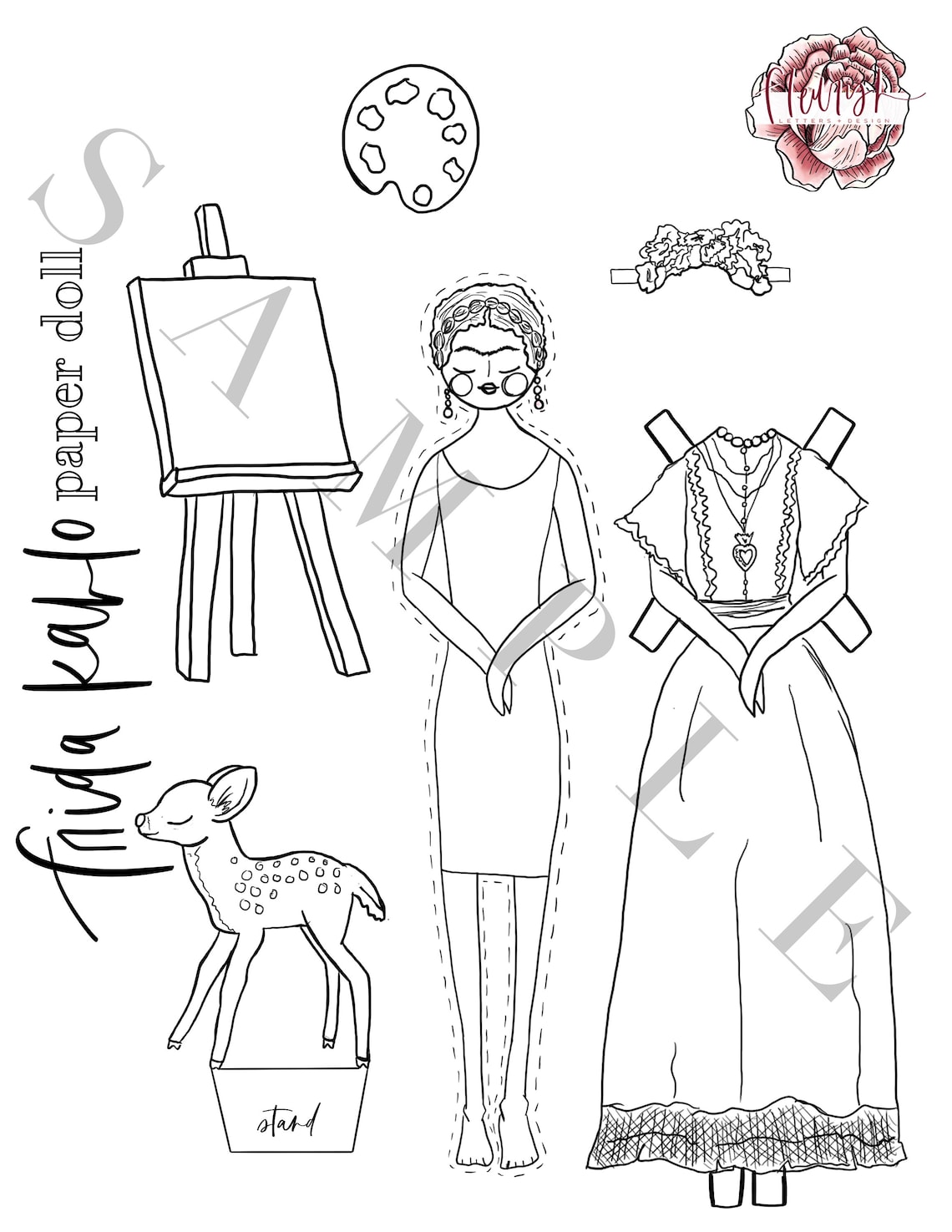 Frida Kahlo Paper Doll / DIY Historical Women Paper Dolls - Etsy