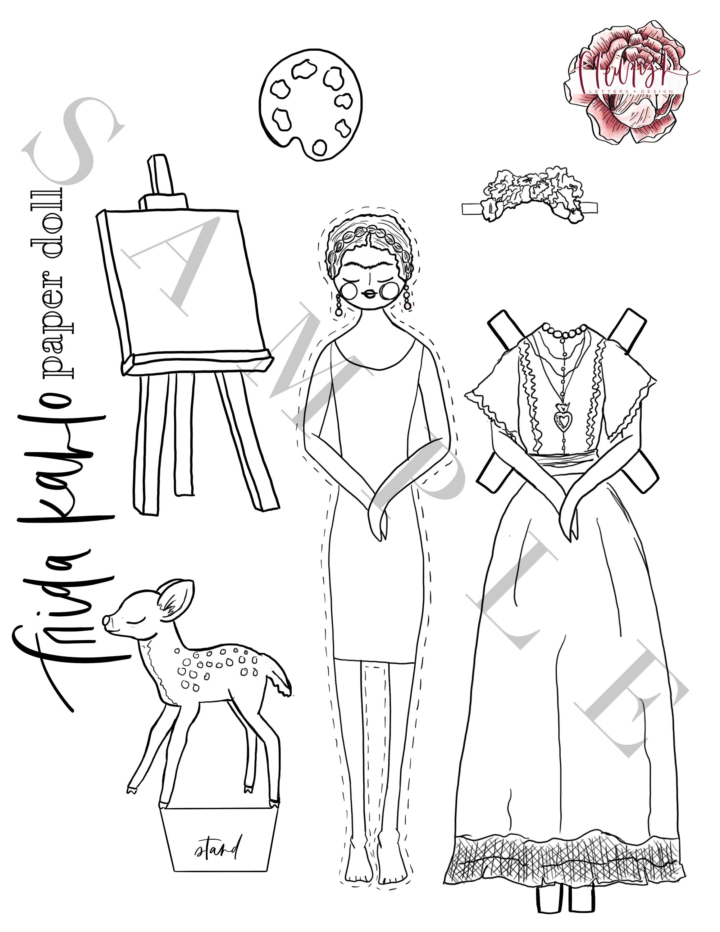 Frida Kahlo Paper Doll / DIY Historical Women Paper Dolls - Etsy