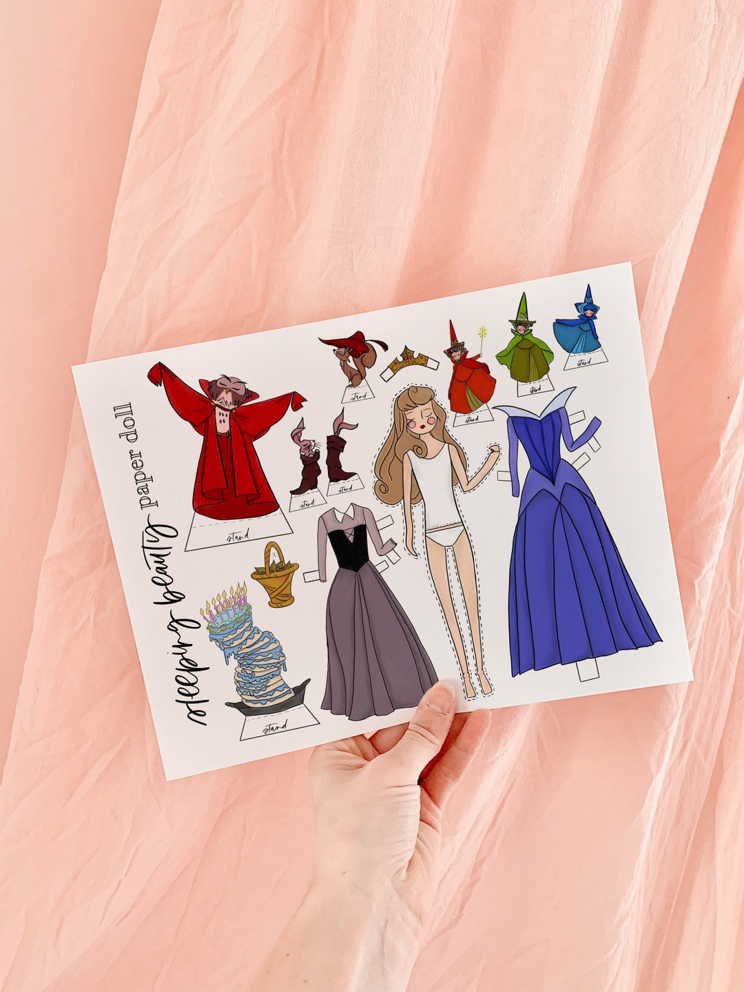 Sleeping Beauty Paper Doll. Aurora, Briar Rose, Princess Paper Doll - Etsy