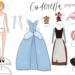 Cinderella Paper Doll, Princess Paper Doll, Pumpkin, Glass Slipper - Etsy