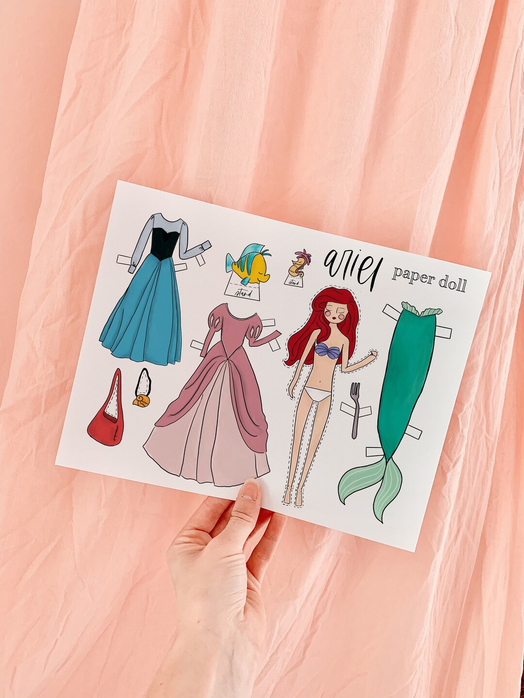 Ariel Paper Doll, Mermaid Paper Doll, THE LITTLE MERMAID, Princess ...