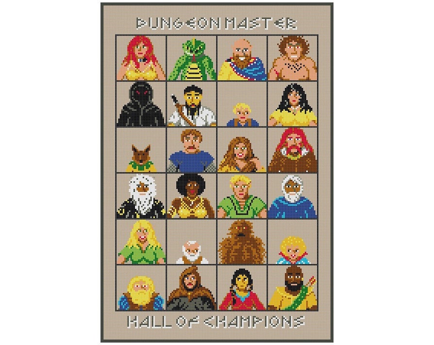 Dungeon Master Video Game Champion Portraits Cross Stitch | Etsy