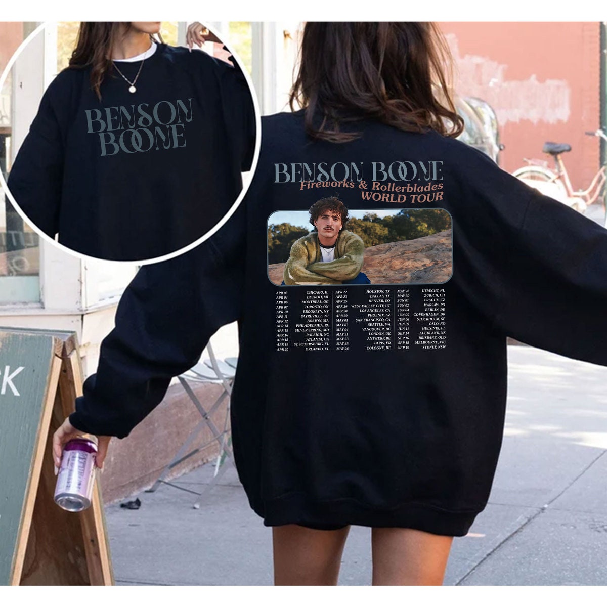 Benson Boone Fireworks and Rollerblades 2024 World Tour Sweatshirt sold ...