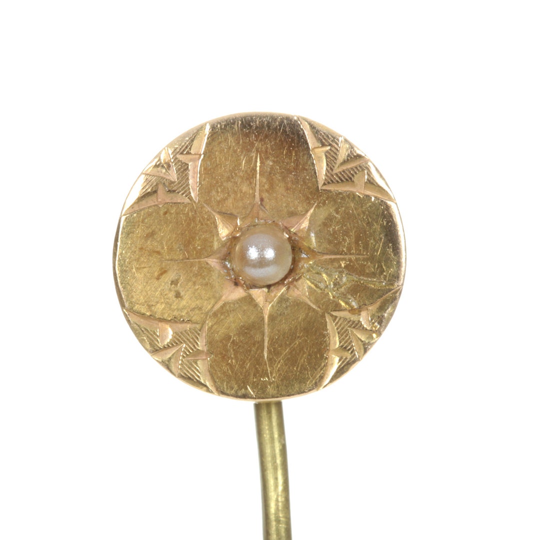 Antique Gold Clover Stick Pin. Pearl 14kt Gold 4 Leaf Clover - Etsy