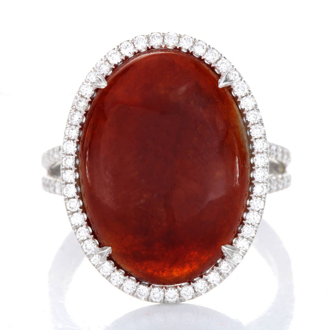 GIA Certified Untreated Type A Jadeite Jade Ring. All Natural Orange ...