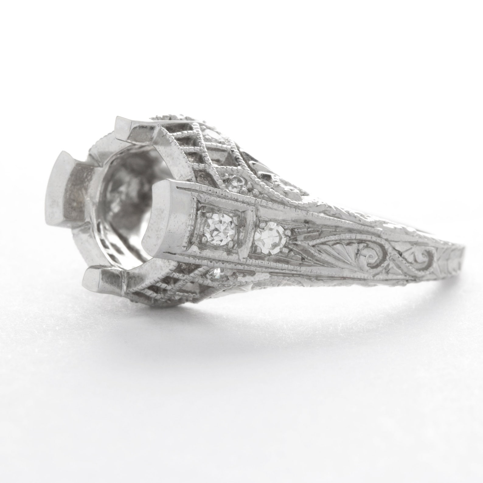 Engagement Ring Setting. Diamond Platinum. REPLICA Edwardian - Etsy