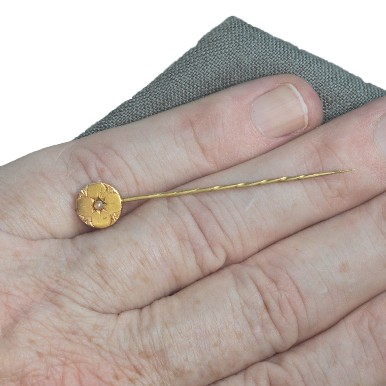 Antique Gold Clover Stick Pin. Pearl 14kt Gold 4 Leaf Clover | Etsy