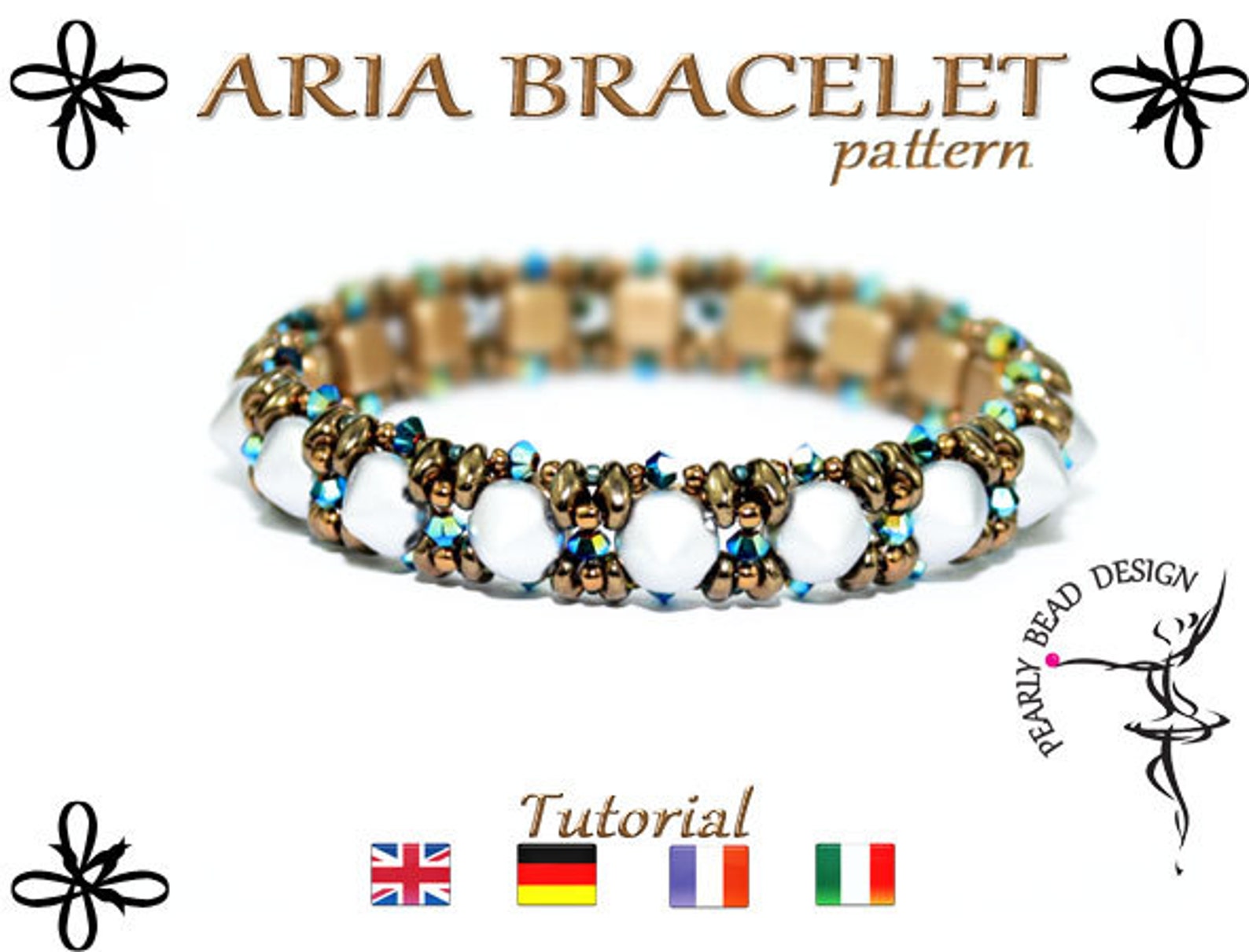 ARIA Bracelet Pattern With Tipp Beads, Tile and Swarovski Bicone DIY ...