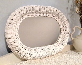 White wicker mirror | Etsy