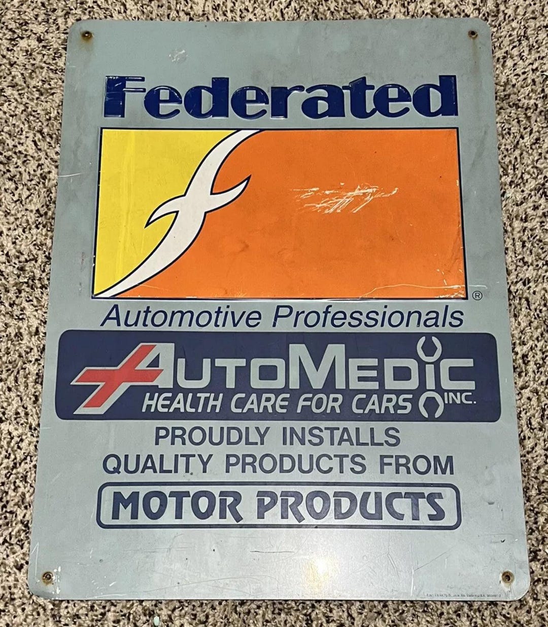 Vintage Federated Motor Parts Sign Embossed RARE 1990 - Etsy