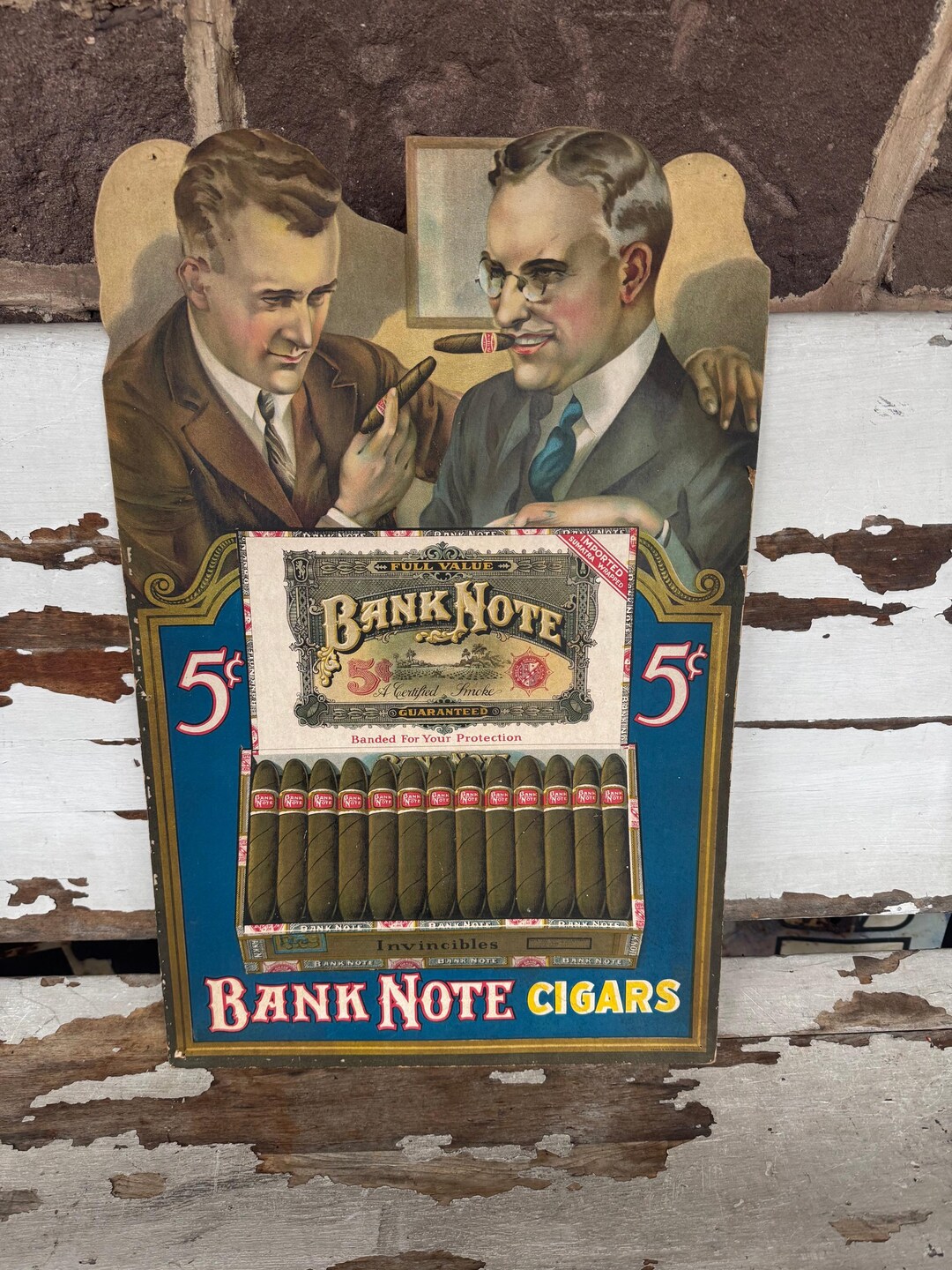 Vintage Bank Note Cigar Sign Cardstock - Etsy