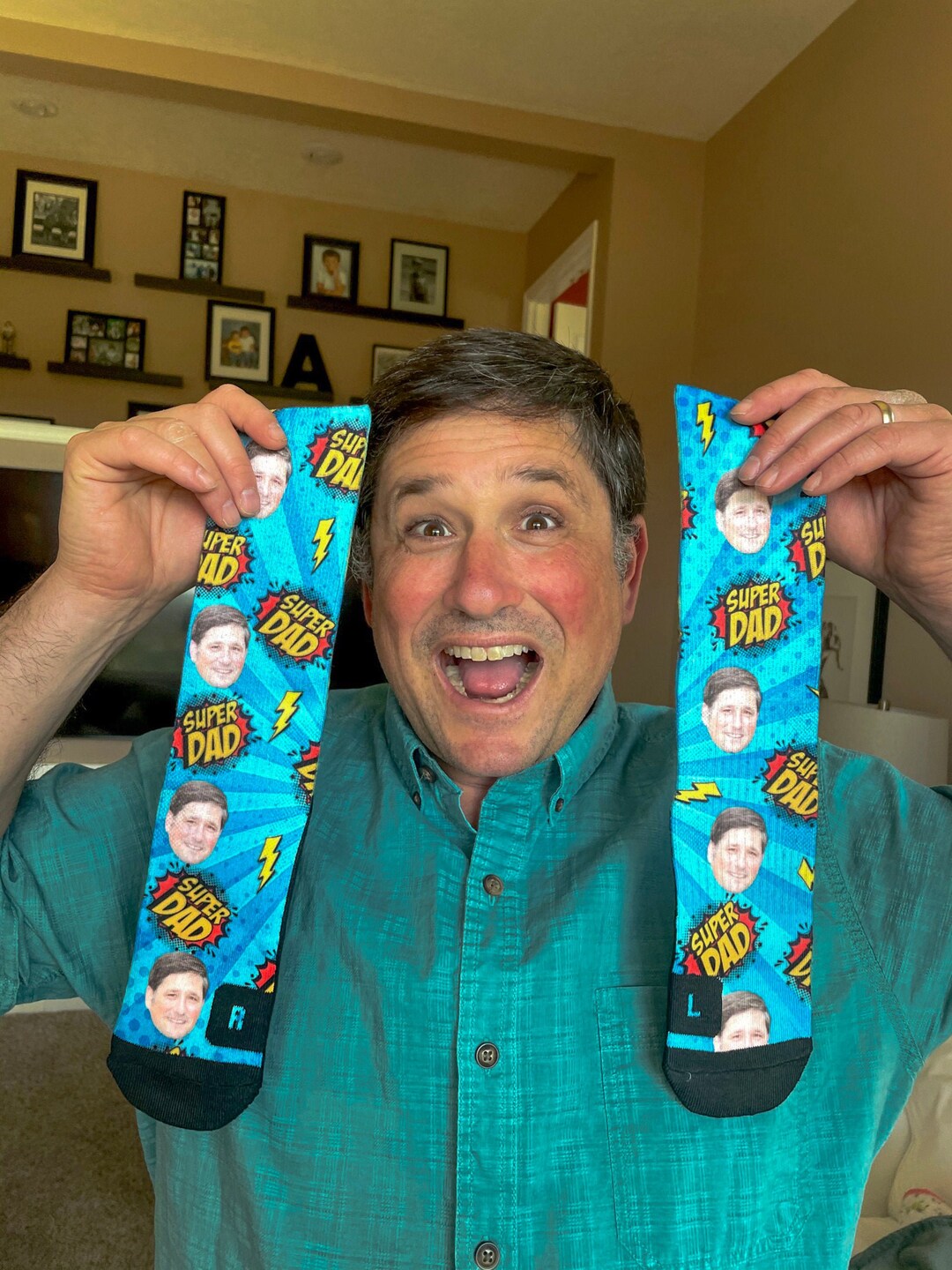 Custom Super Dad Socks -custom Photo Socks, Custom Socks, Personalized ...