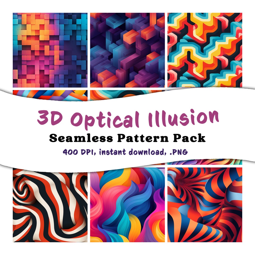 3D Optical Illusion Seamless Pattern Bundle, High Resolution Instant Download, Seamless Textures ...