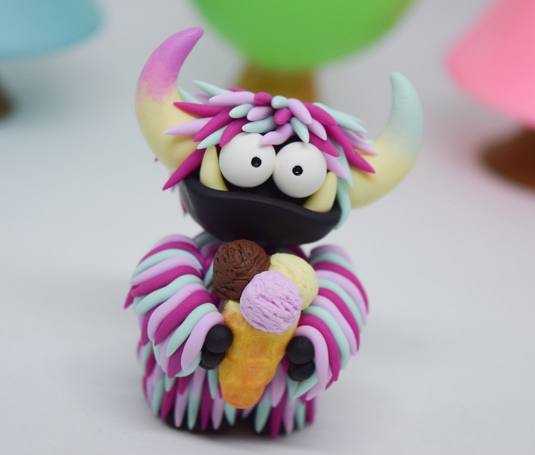 Monster Shelf Ornament, Monster With Ice Cream, Desk Buddy, Gift for ...