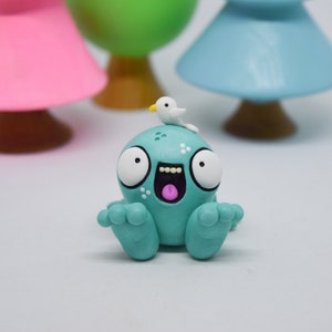 Cute Monster Shelf Ornament, Bright Shelf Art, Monster and Bird Figure ...