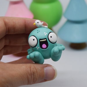 Cute Monster Shelf Ornament, Bright Shelf Art, Monster and Bird Figure ...