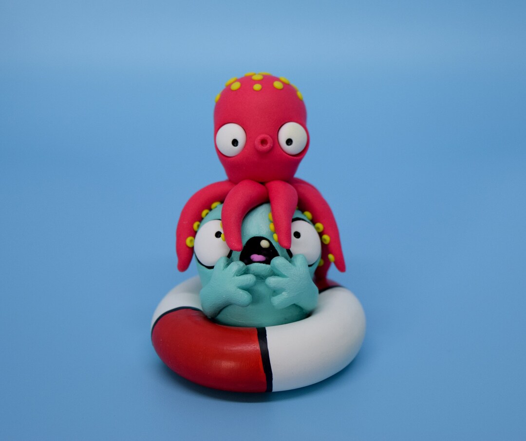 Monster and Octopus Figure, Kraken Decor, Shelf Ornament, Best Friend ...