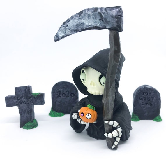 The Grim Reaper Creepy Cute Polymer Clay Figure Halloween - Etsy