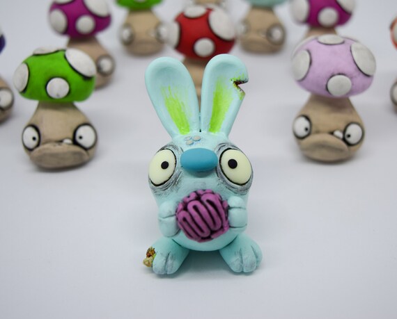 Zombie Bunny Creepy Cute Rabbit Figurine With Glow in the - Etsy
