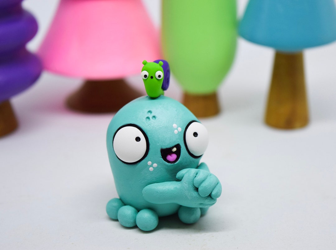 Monster and His Pet Snail, Shelf Sitter Figurine, Desk Buddy - Etsy