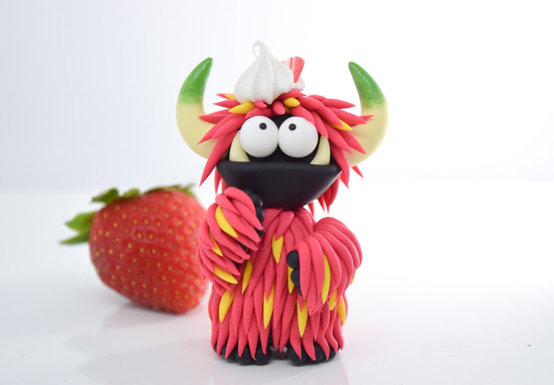 Stuart Strawberry, Handmade Monster Figurine, Collectable Art Figure ...
