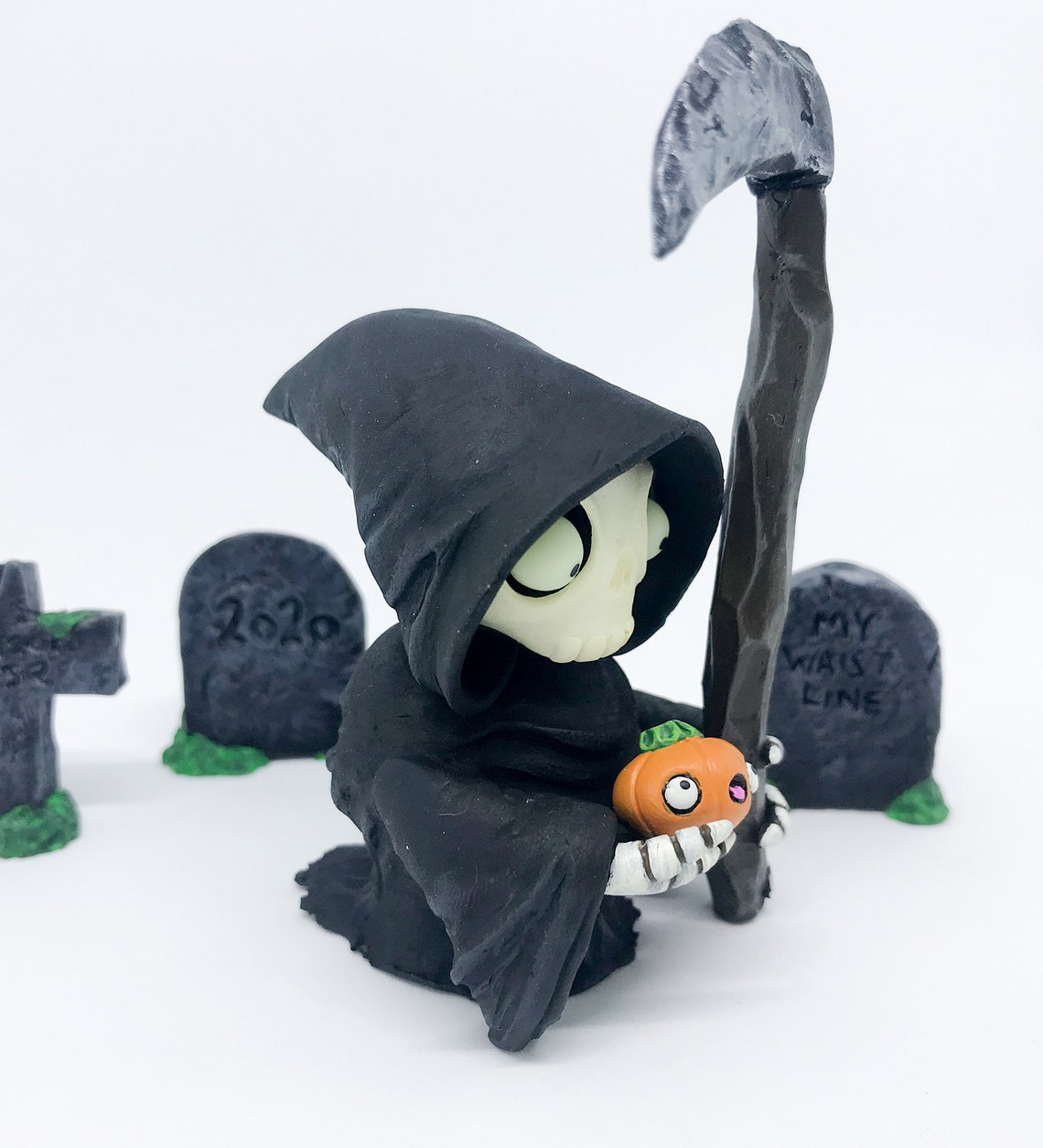 The Grim Reaper, Creepy Cute, Polymer Clay Figure, Halloween Gift - Etsy