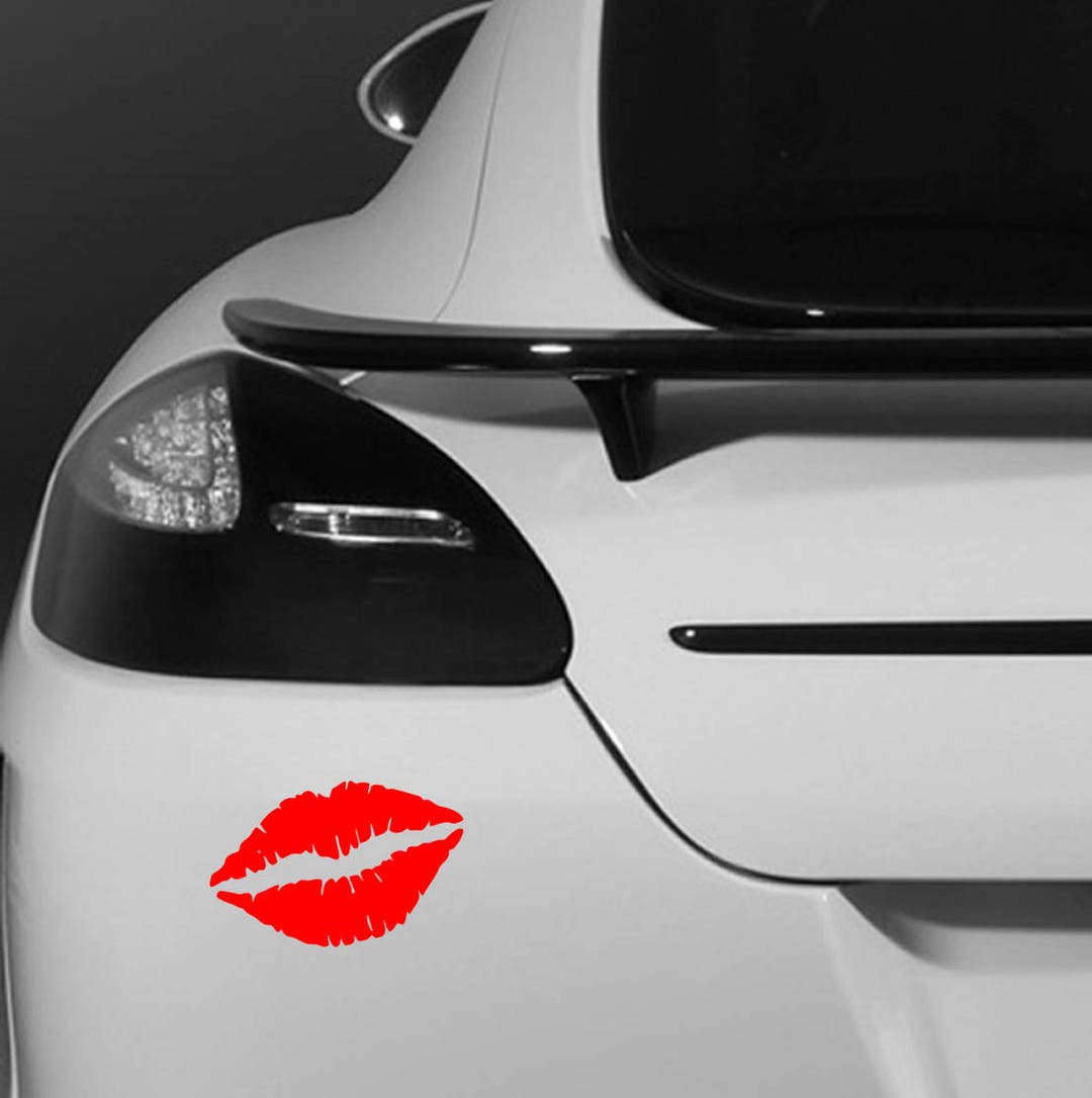 Lips Kiss Lipstick Door Car Bumper Vehicle Sticker - Funny Humour Van ...