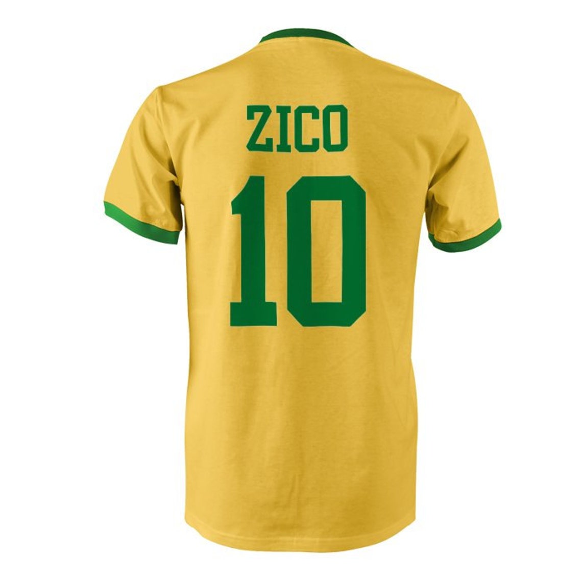 Zico 10 Brazil Football Ringer T-shirt Yellow/green - Etsy Singapore