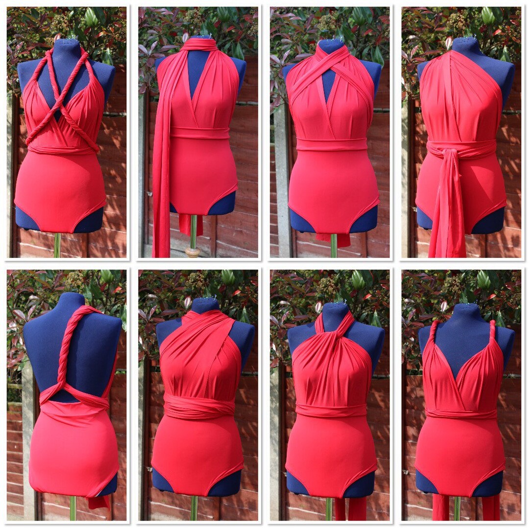 Red Infinity Swimsuit: High Waisted Multiway Swimwear, Made to Order - Etsy