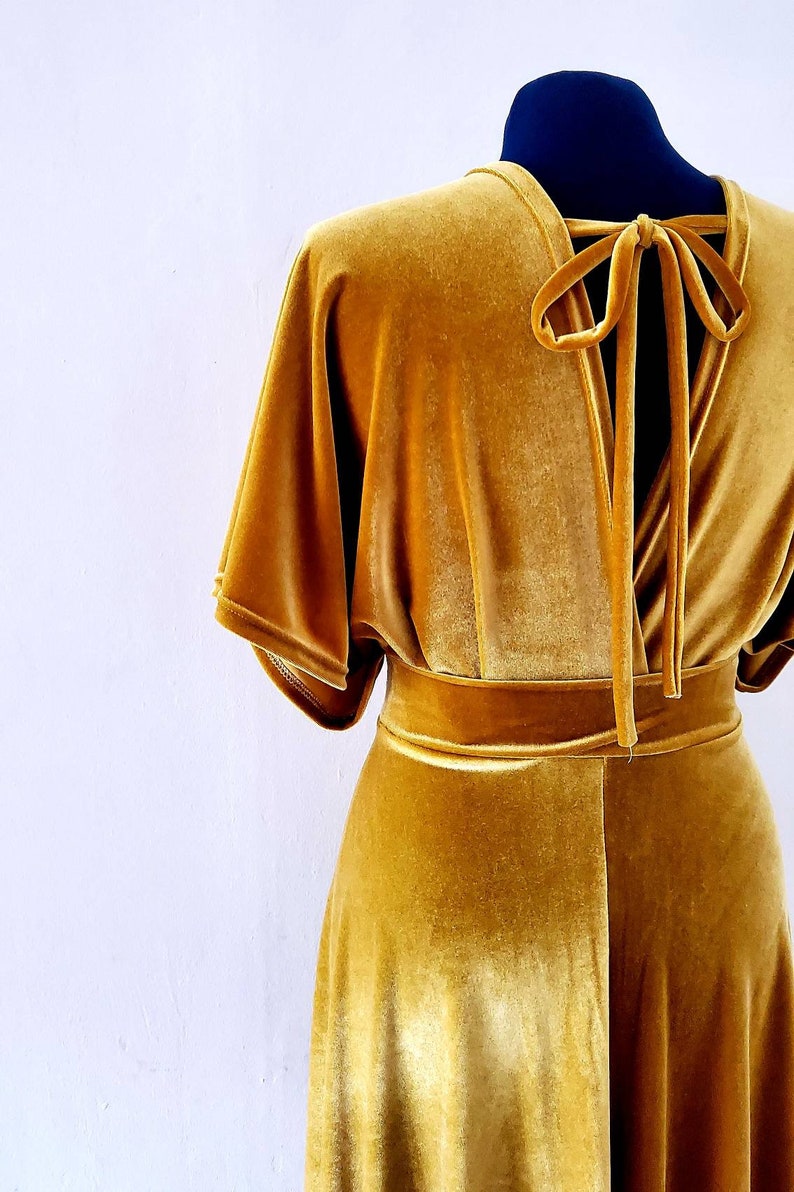 Velvet Bridesmaid Dress Mustard Velvet Dress Velvet Maxi - Etsy