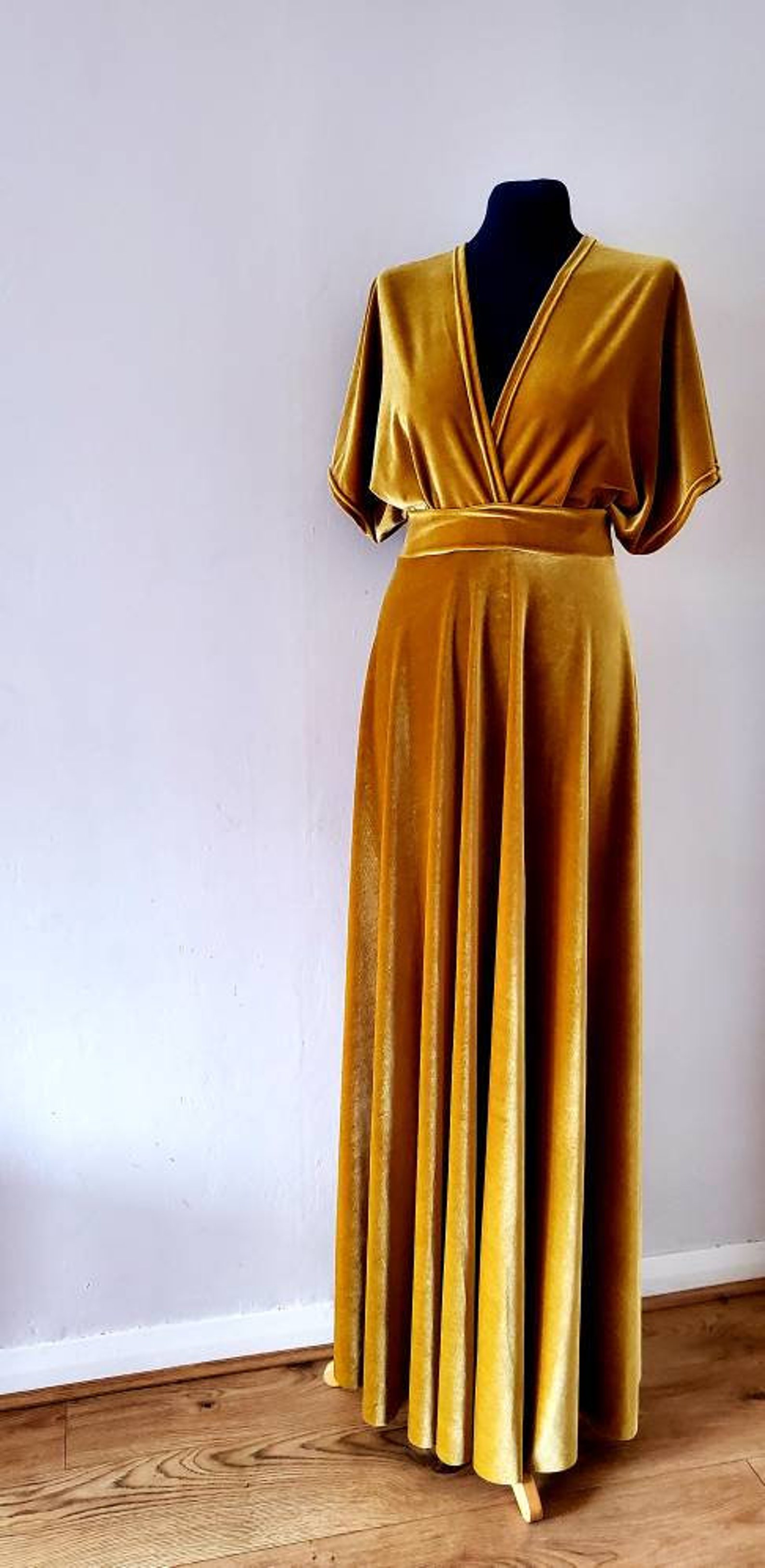 Velvet Bridesmaid Dress Mustard Velvet Dress Velvet Maxi - Etsy